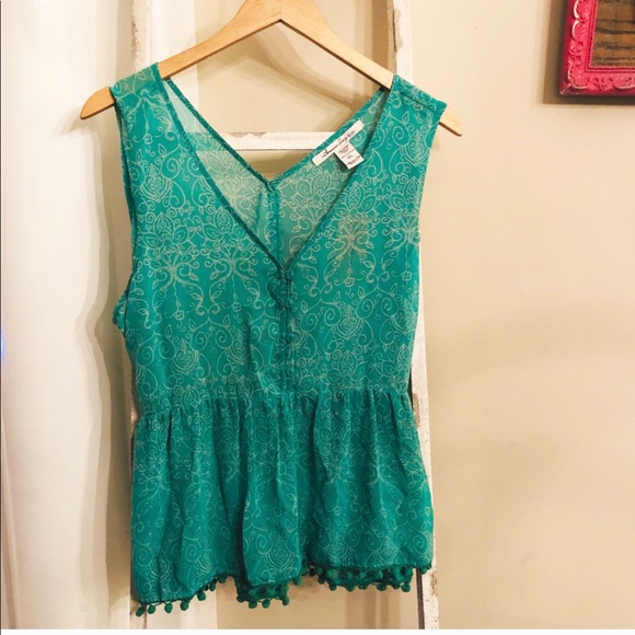 American Rag | Tops | American Rag Sheer Tank Top With Pom Poms | Poshmark